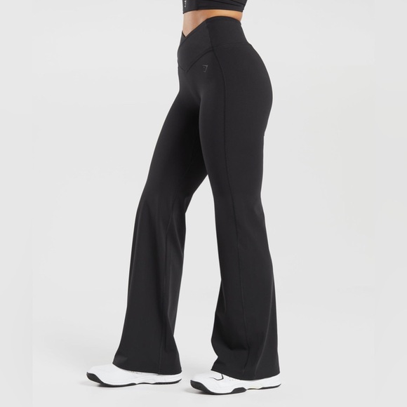 Gymshark | Pants & Jumpsuits | Gymshark Black Crossover Front Flare ...